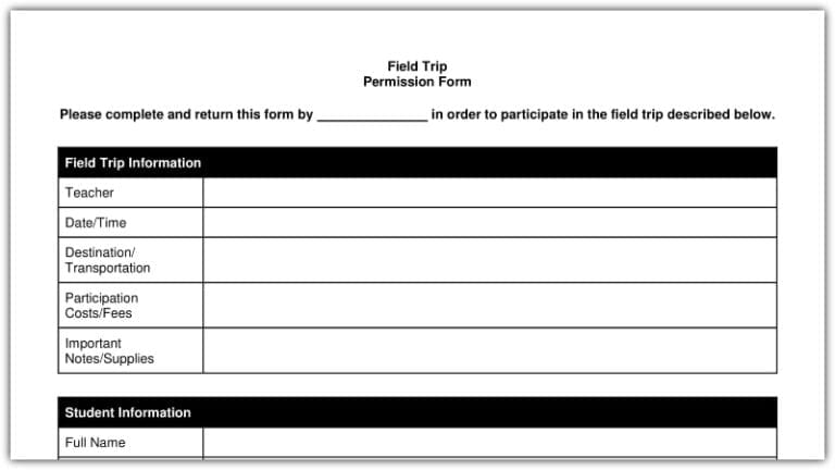 Free Printable Field Trip Permission Slip Templates (Editable!)