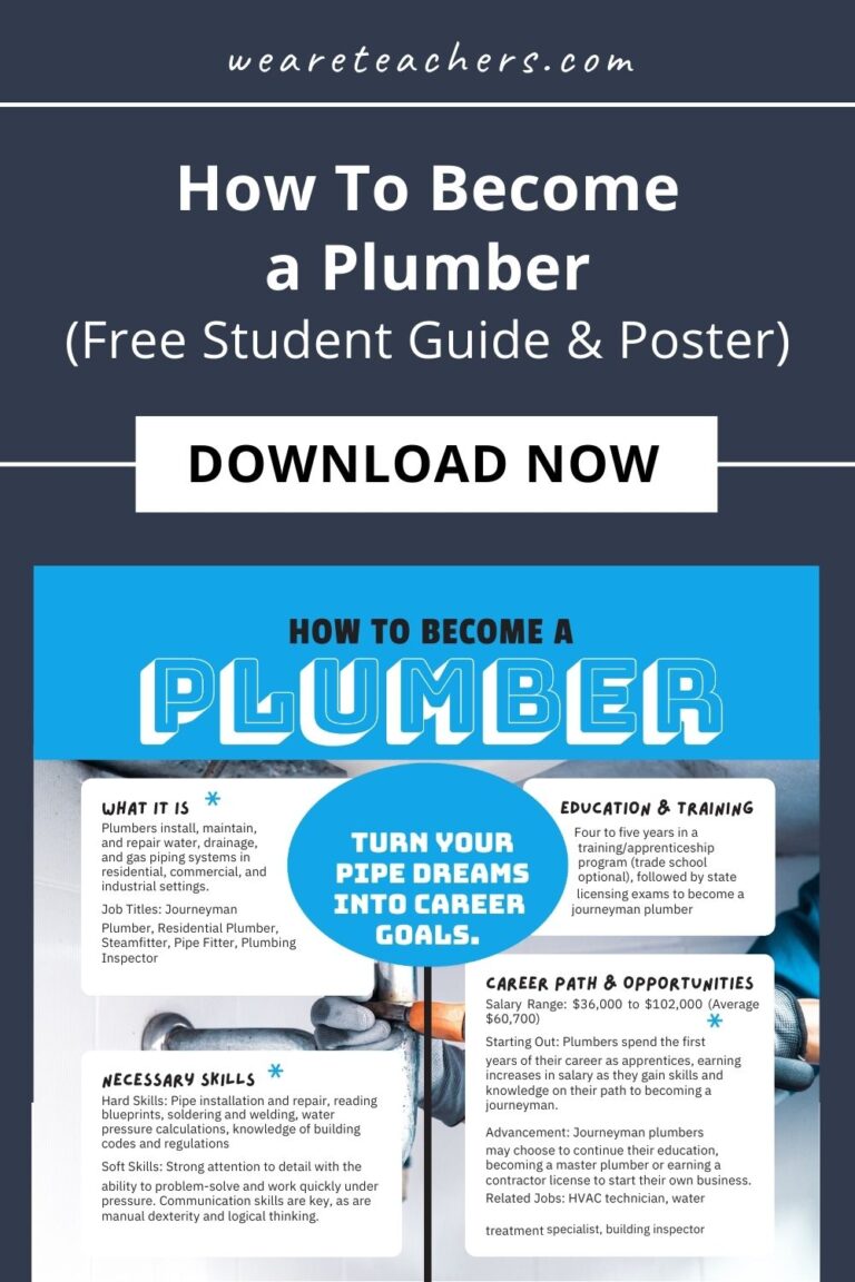 How To Become a Plumber (Free Student Guide and Poster) - We Are Teachers