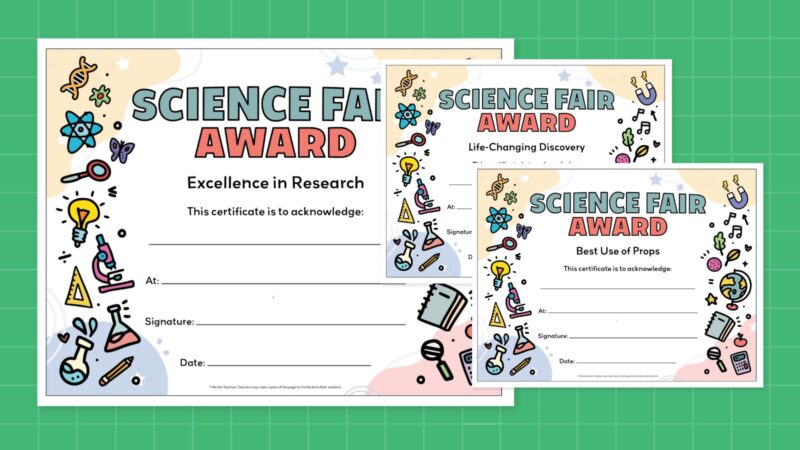 Science Fair Certificates for Kids (Free Printables) - We Are Teachers