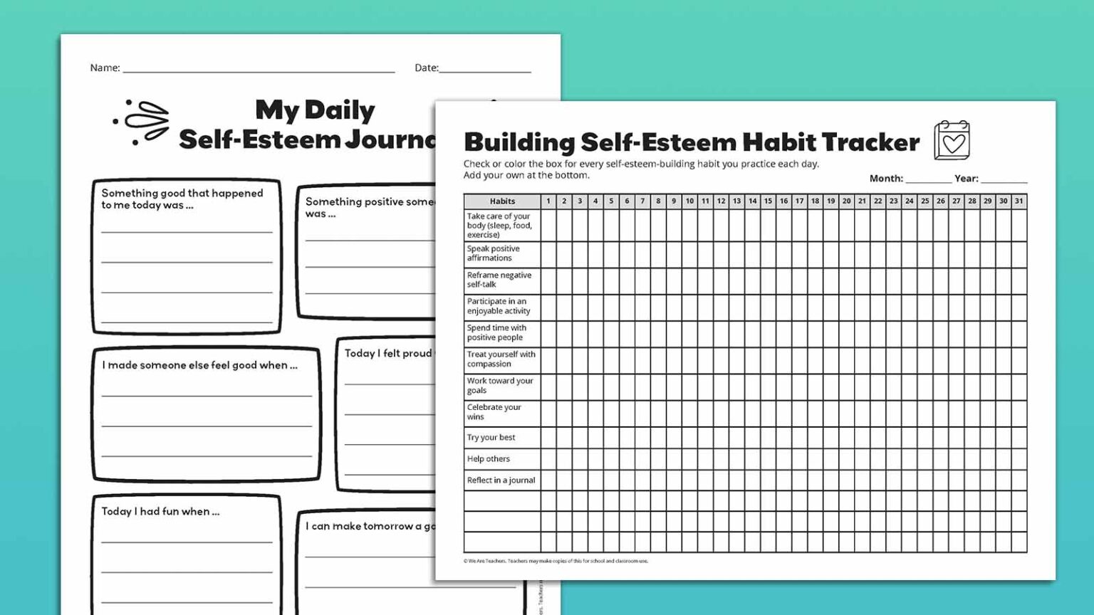 Get Our Free Bundle of Self-Esteem Worksheets