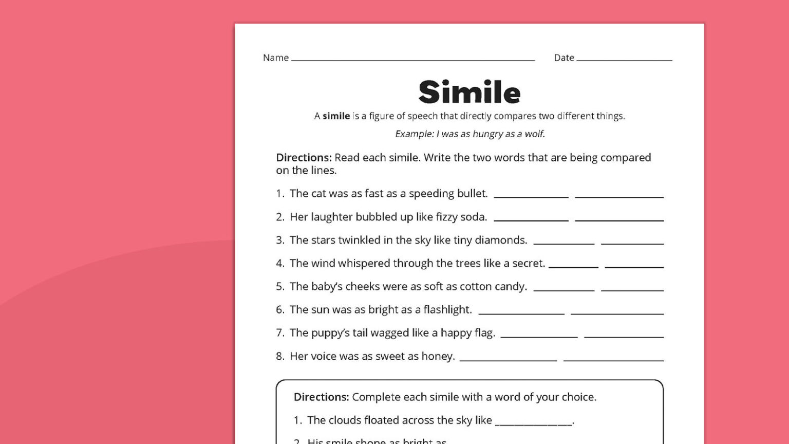 Figurative Language Worksheets