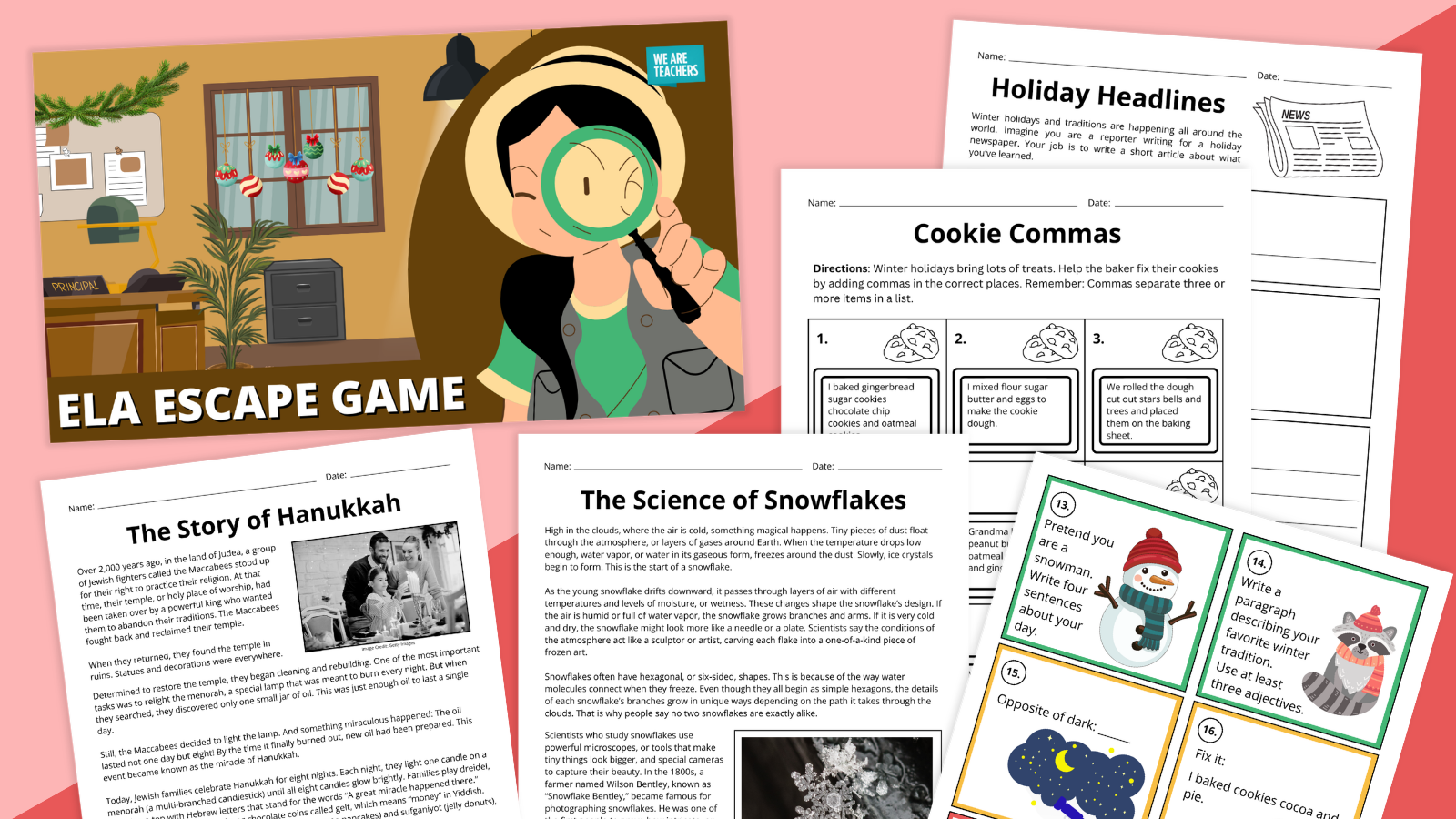 Winter Holidays ELA Worksheet Bundle - We Are Teachers