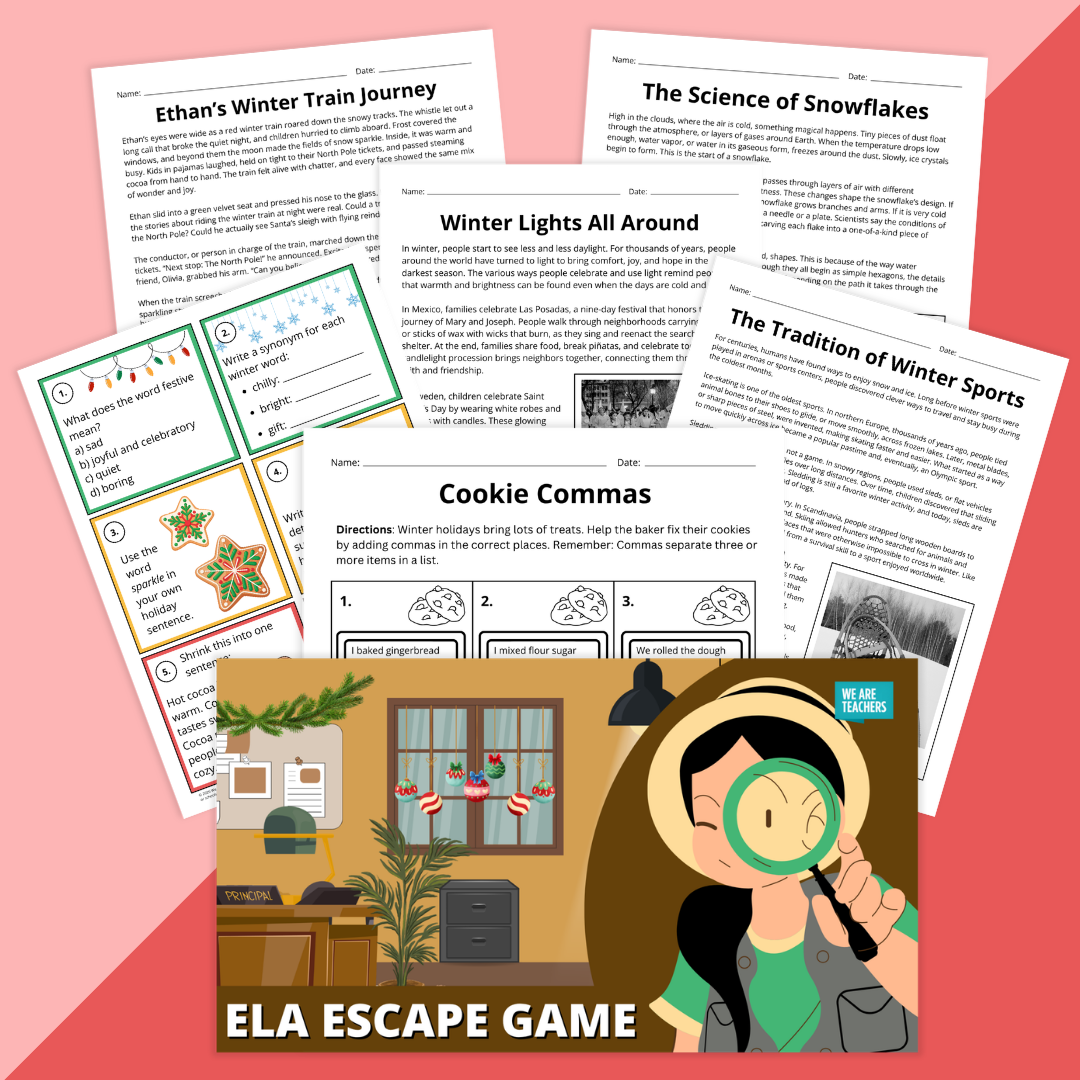 Winter Holidays ELA Worksheet Bundle - We Are Teachers